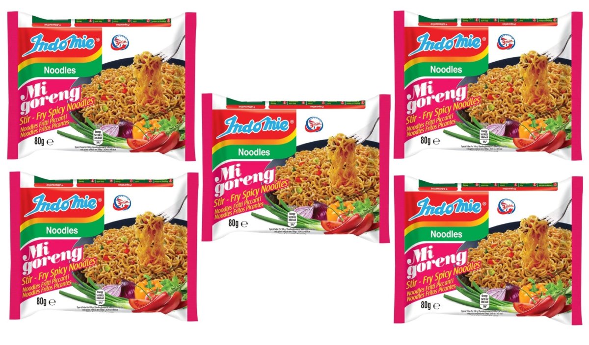 Indomie Mi Goreng Pedas Hot Fried Instant Noodles, 80g x 5 packs ...