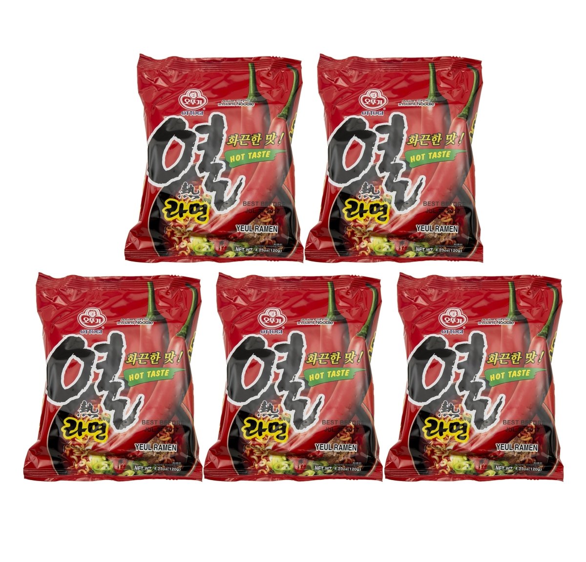 Ottogi Yeul Ramen Noodles, Hot Pepper Flavor 120 (Pack of 5) – Xihaha ...